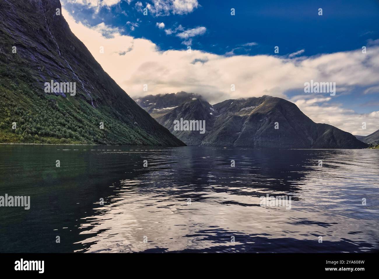 Norwegian Sea, Norway 10th September, 2024 HurtigrutenÕs Kong Harald cruise ship enters the Hj ...