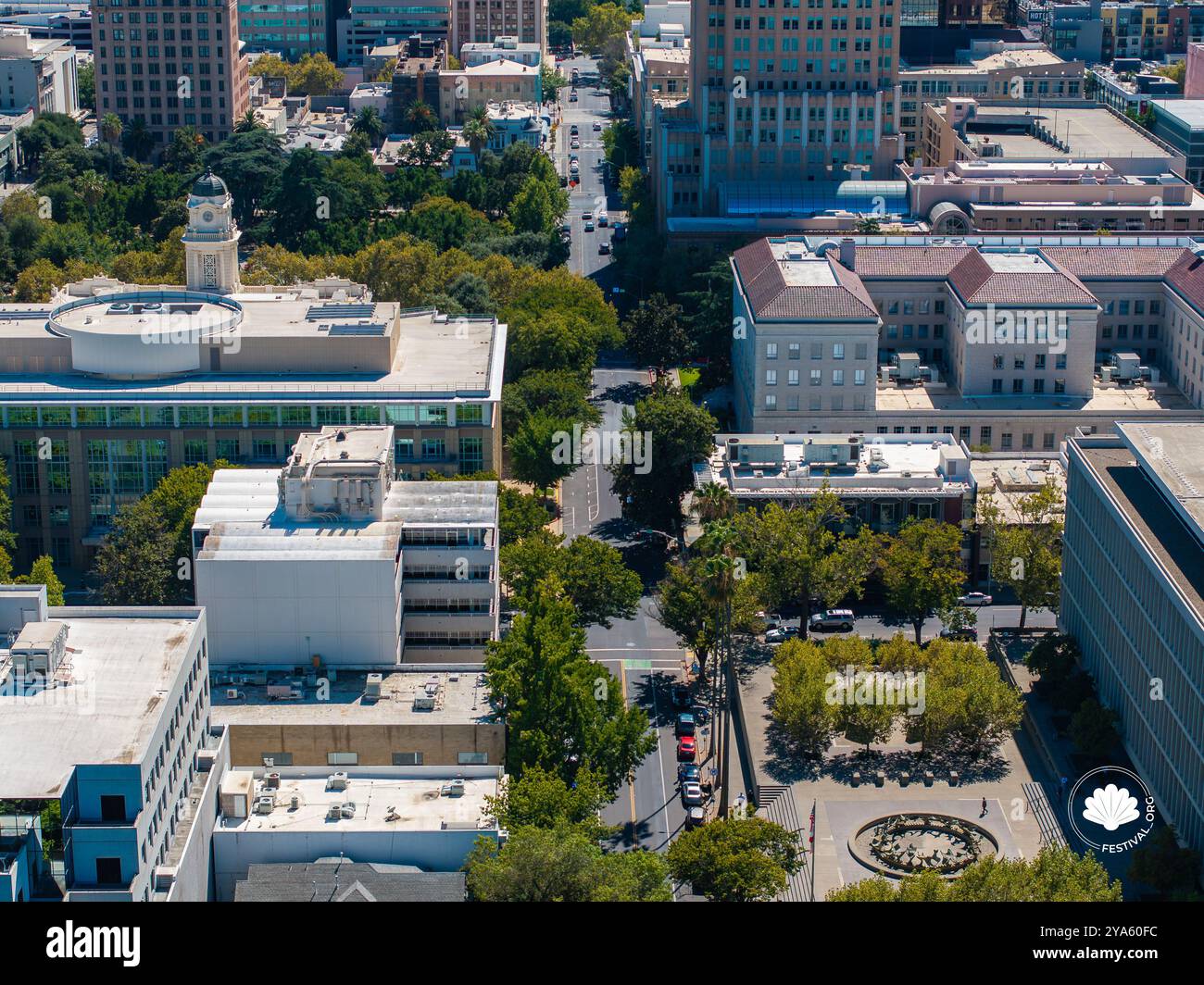 Aerial View of Downtown Sacramento Featuring City Hall Dome Stock Photo ...