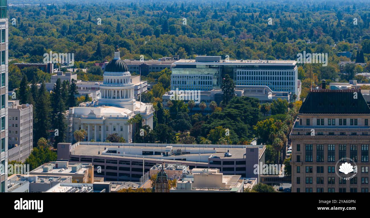 Aerial View of Sacramento Featuring California State Capitol Stock ...
