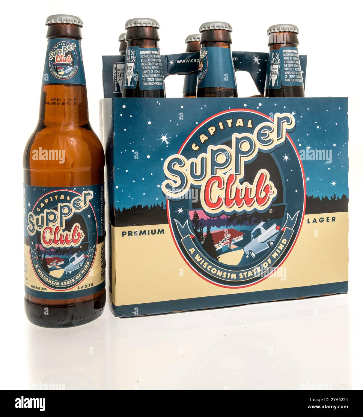 Winneconne, WI - 3 August 2024: A six pack of Capital supper club lager ...