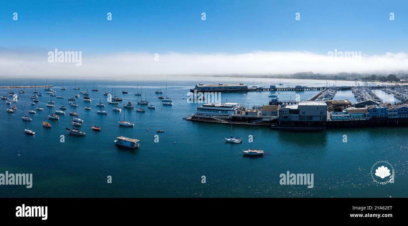 Aerial View of Monterey Marina with Sailboats and Waterfront Buildings ...