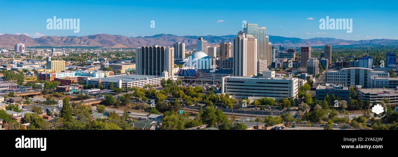Aerial View of Reno Skyline with Silver Legacy Resort Casino Stock ...