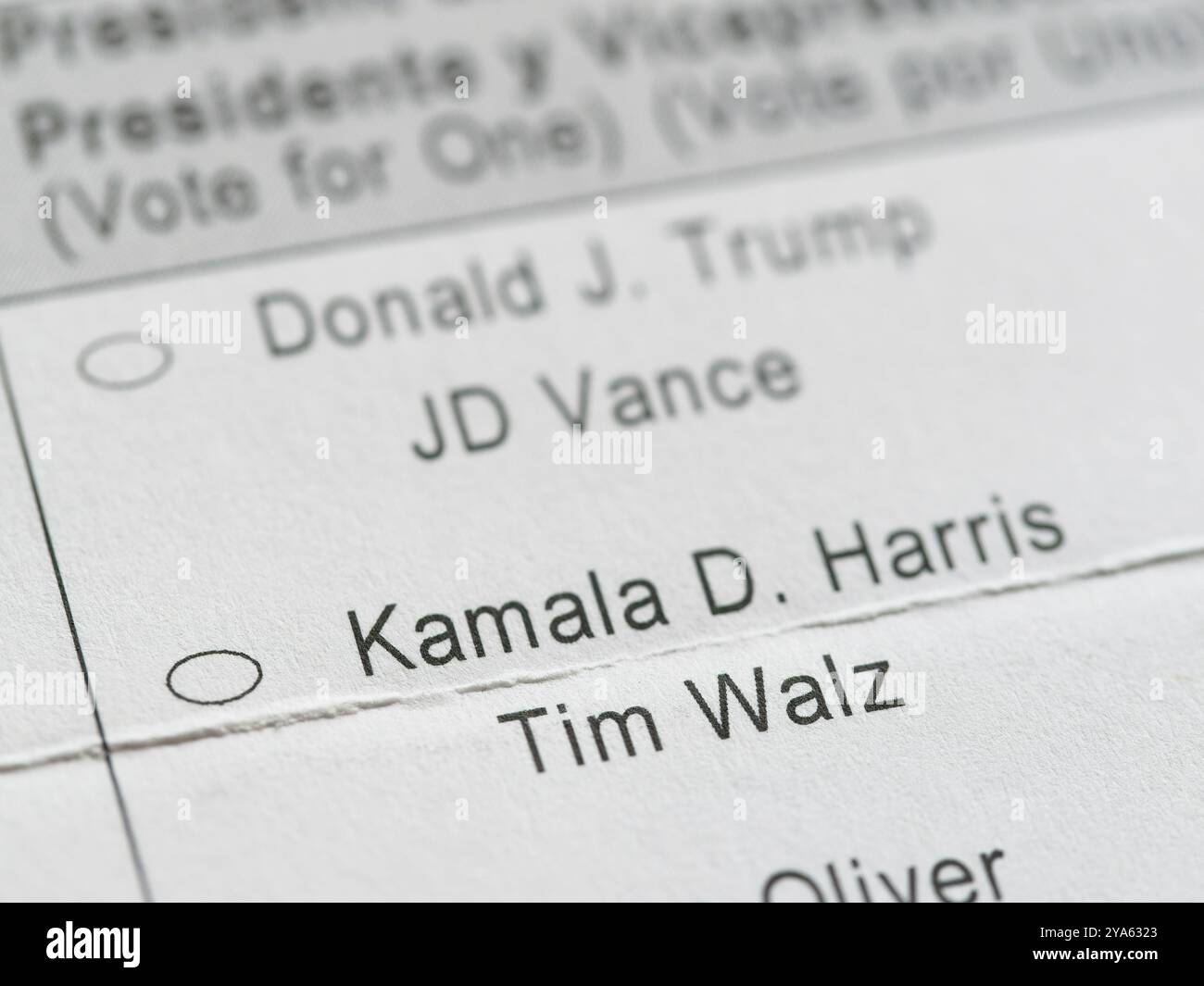 A contentious USA Presidential race with a ballot showing the options ...