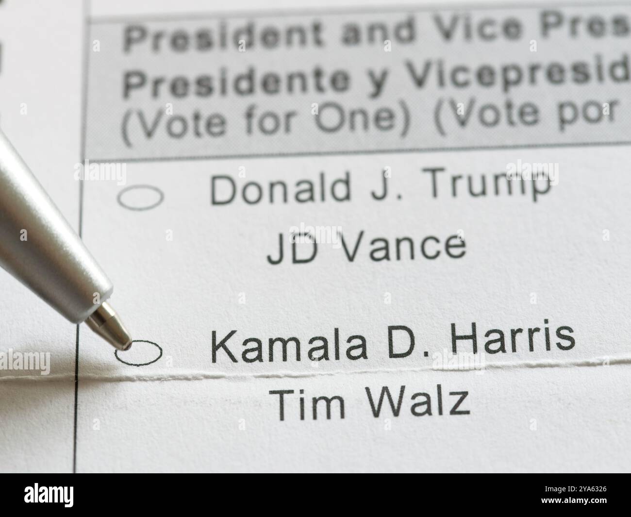 A contentious USA Presidential race with a ballot showing the options ...