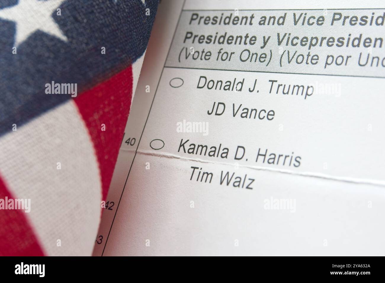 A contentious USA Presidential race with a ballot showing the options ...