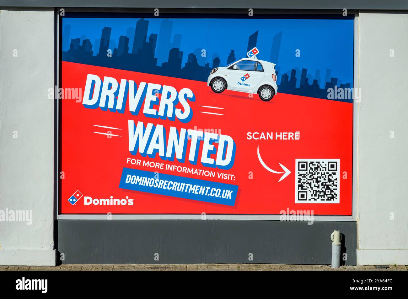 Drivers wanted advert in a Domino's Pizza shopfront, Scotland, UK ...
