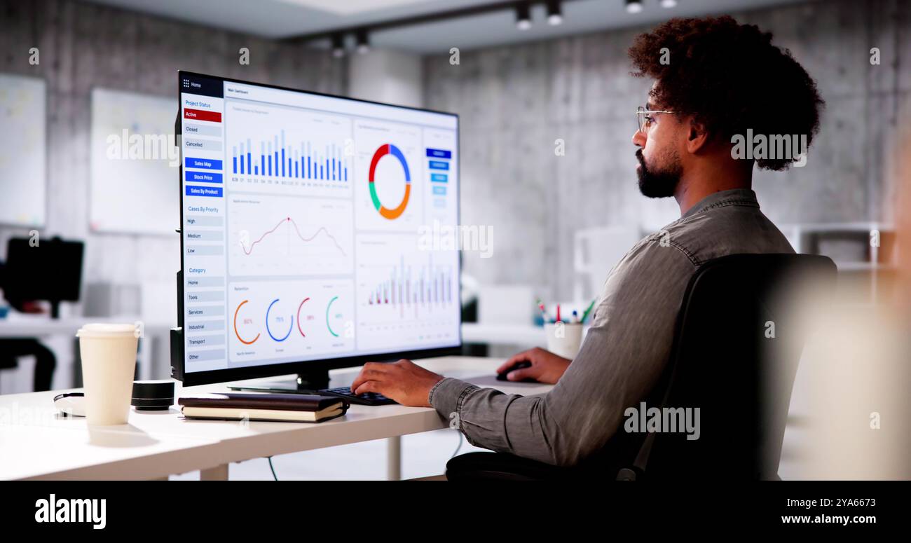 Data Analyst Using Data Analytics KPI Dashboard Stock Photo - Alamy