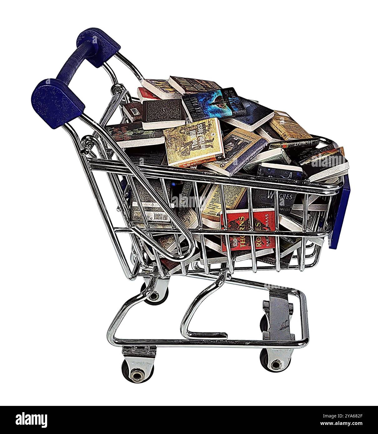 A Shopping Cart which holds items to be purchase like a pile of books ...
