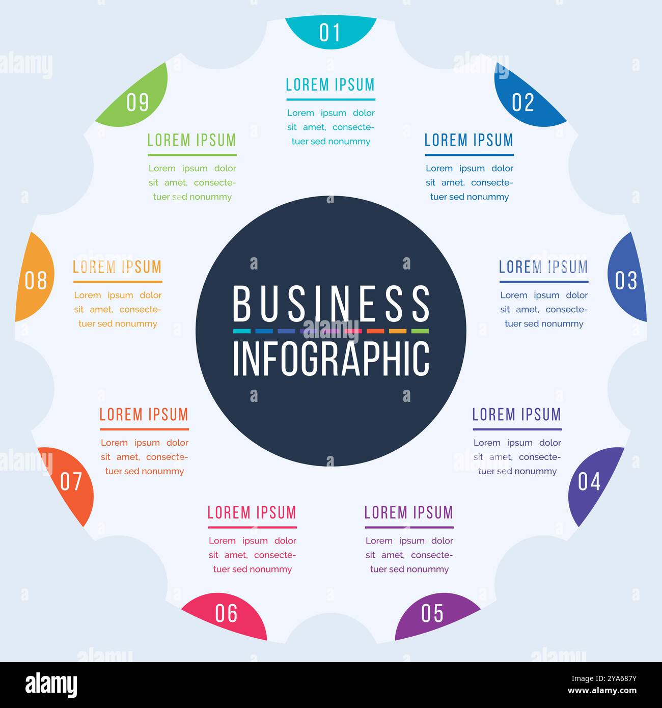 9 Options Infographic template 9 steps, objects, elements or options ...