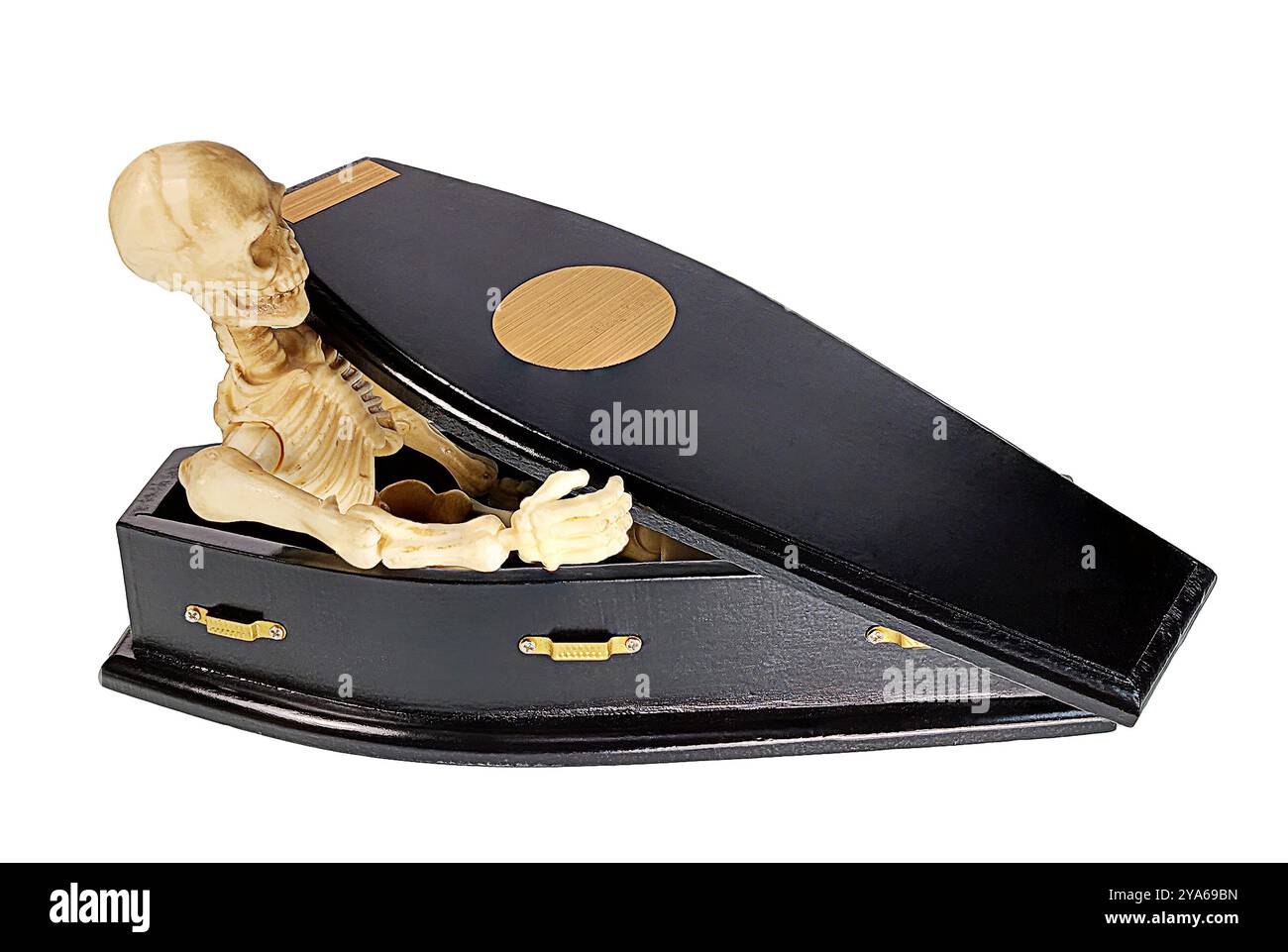 Skeleton in wooden casket Cut Out Stock Images & Pictures - Alamy