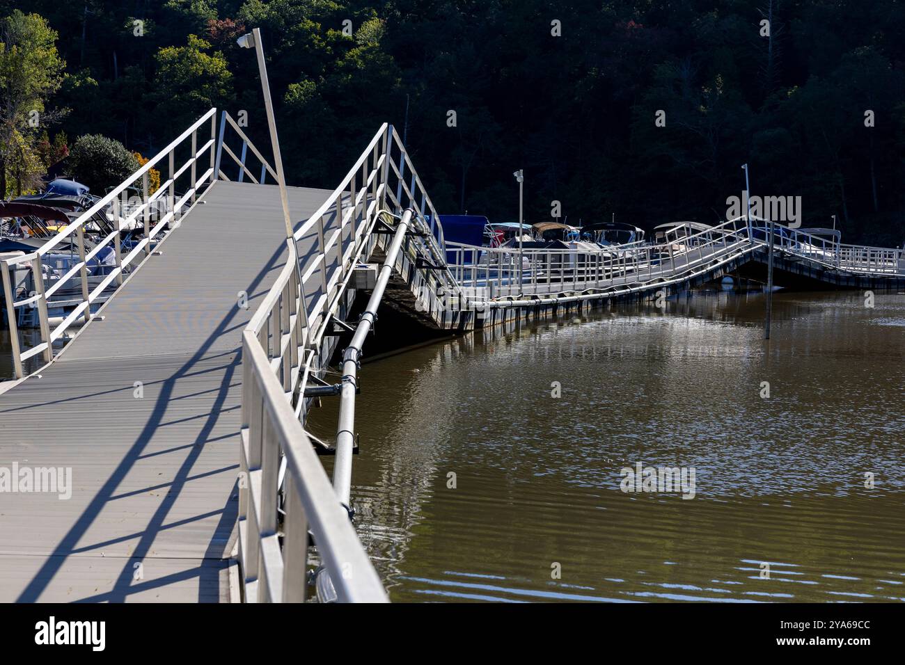 Lake Lure, United States. 10th Oct, 2024. A mangled floating pedestrian ...