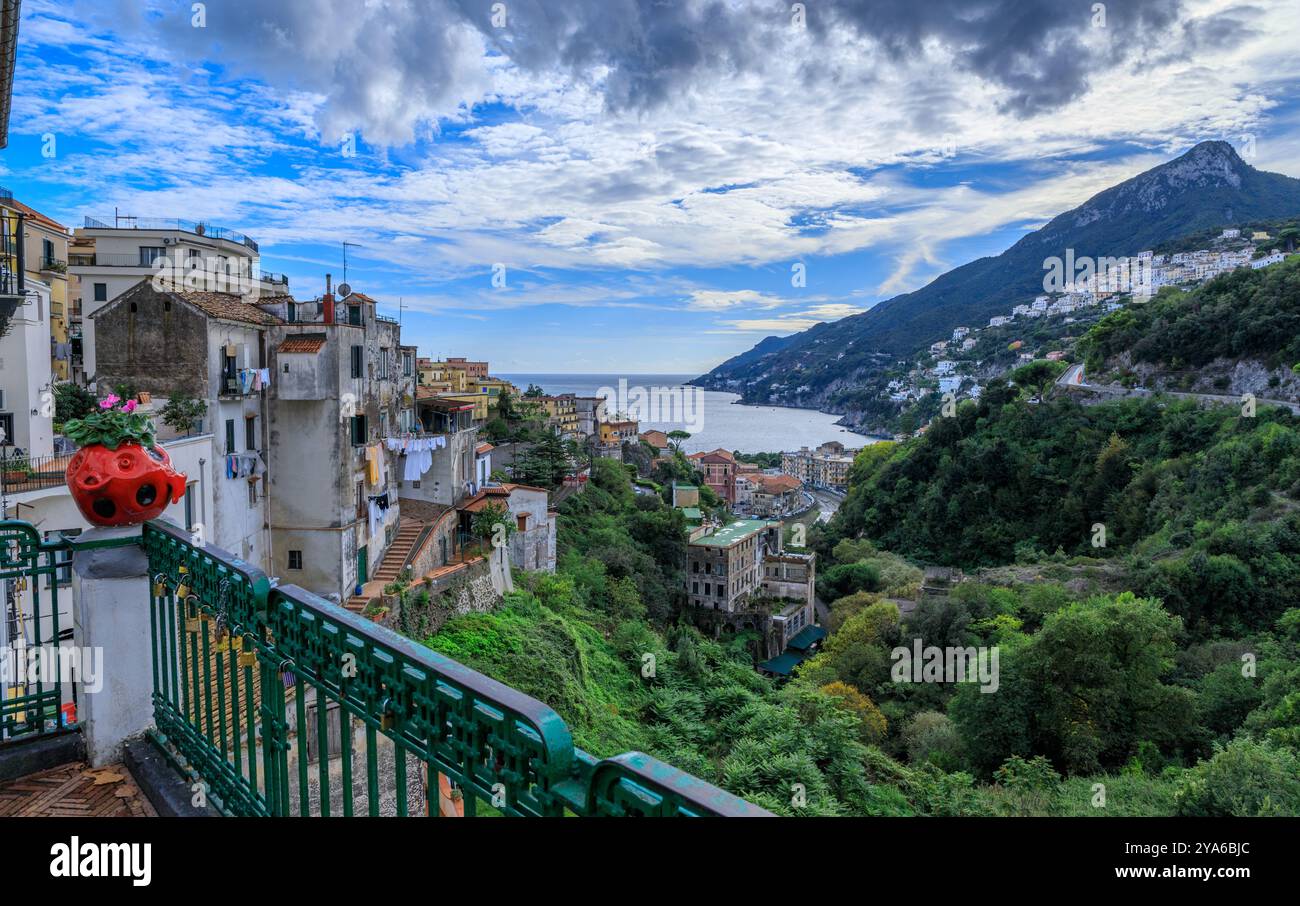 View of the Amalfi Coast from Vietri sul Mare: in the distance the ...