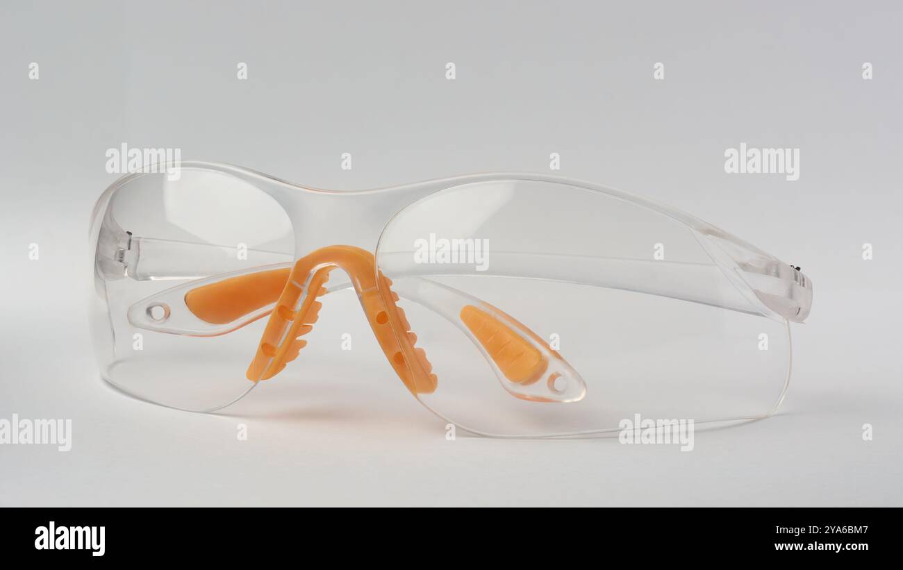 safety goggles with clear lens isolated gray background, eyewear ...