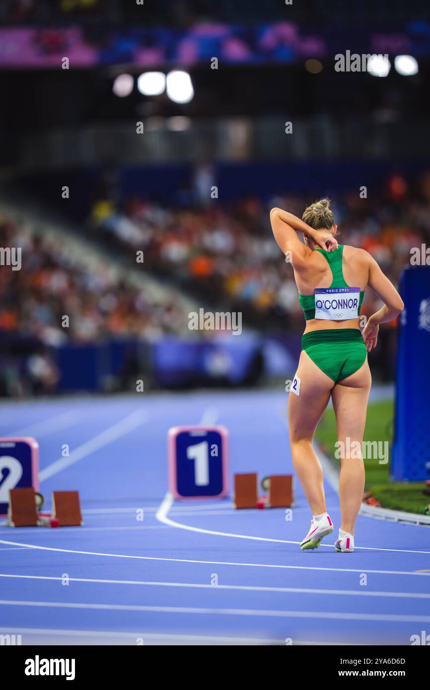 Kate O'Connor participating in the 200 meters at the Paris 2024 Olympic ...