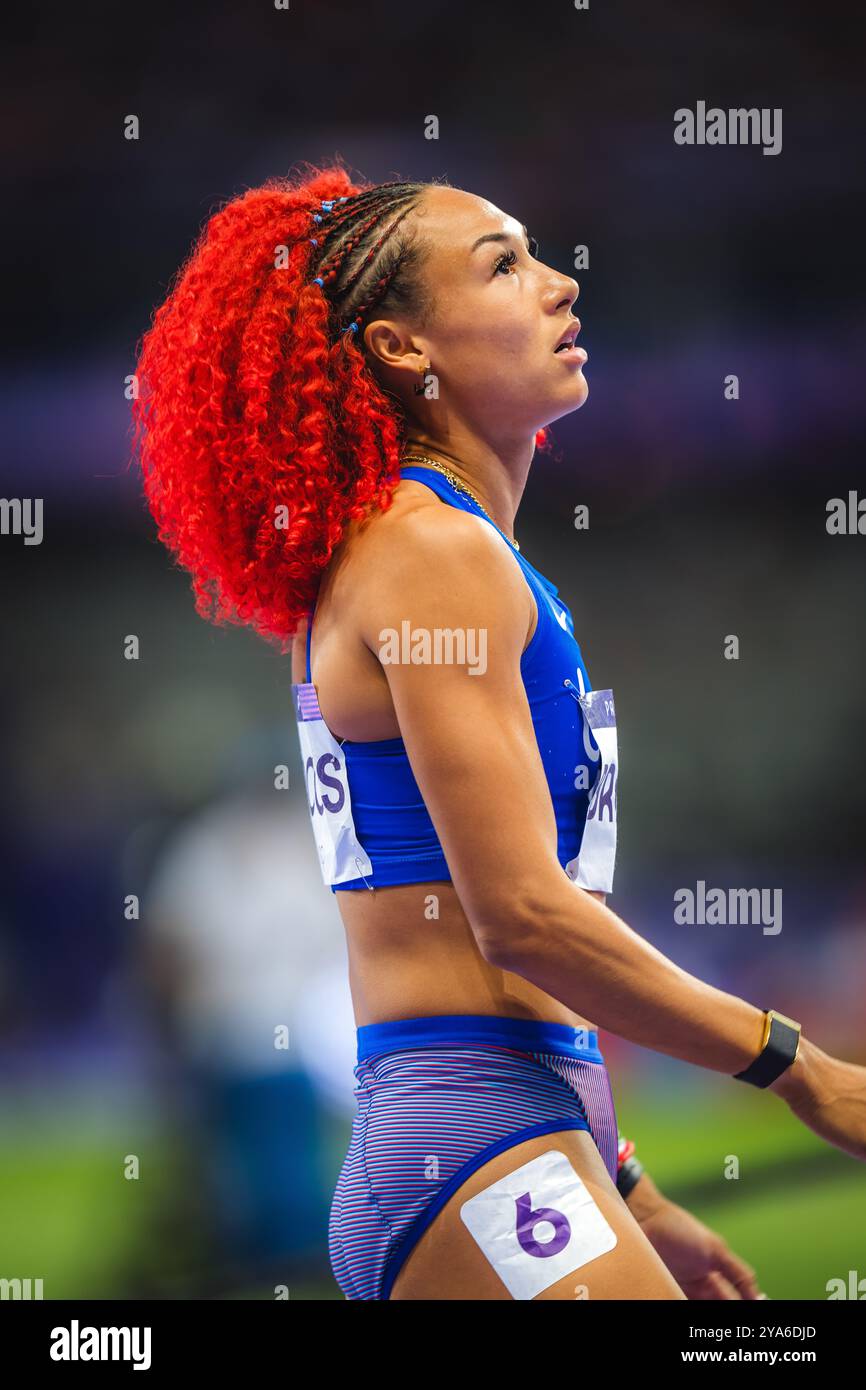 Taliyah Brooks participating in the 200 meters at the Paris 2024 ...