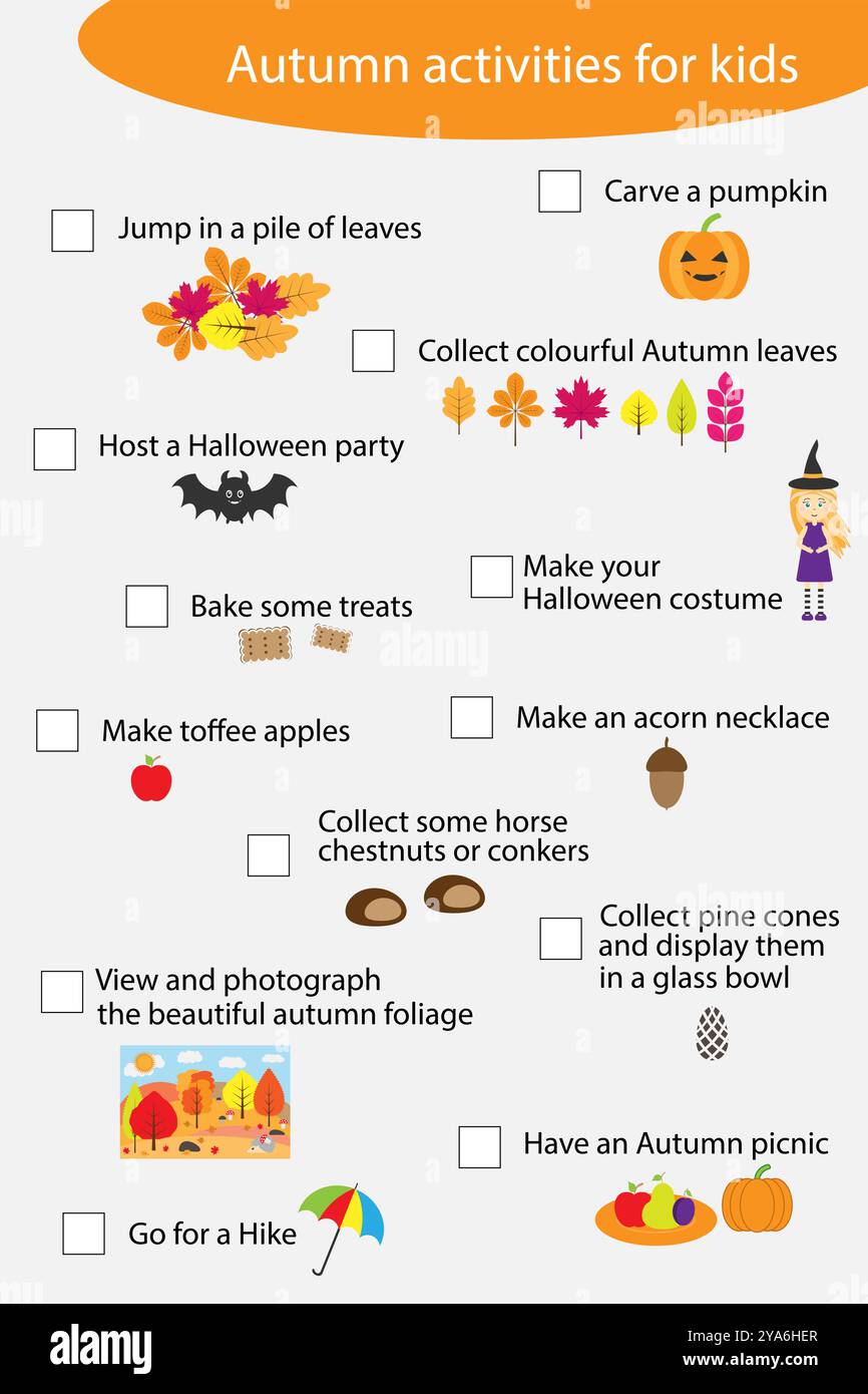 To do list. autumn activities. fall check list. different colorful ...