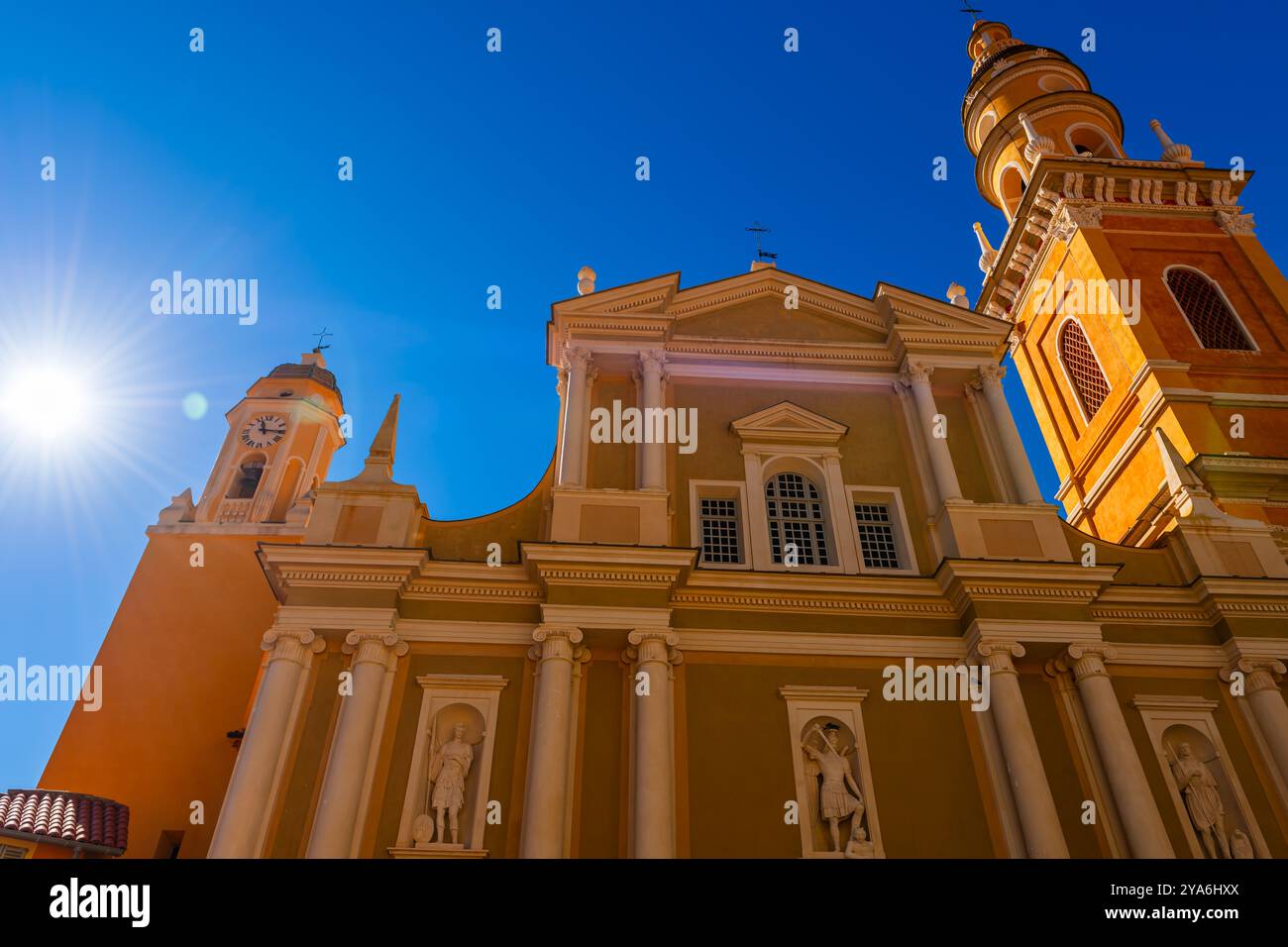 Basilica of Saint Michael the Archangel, in the city of Menton, in the ...