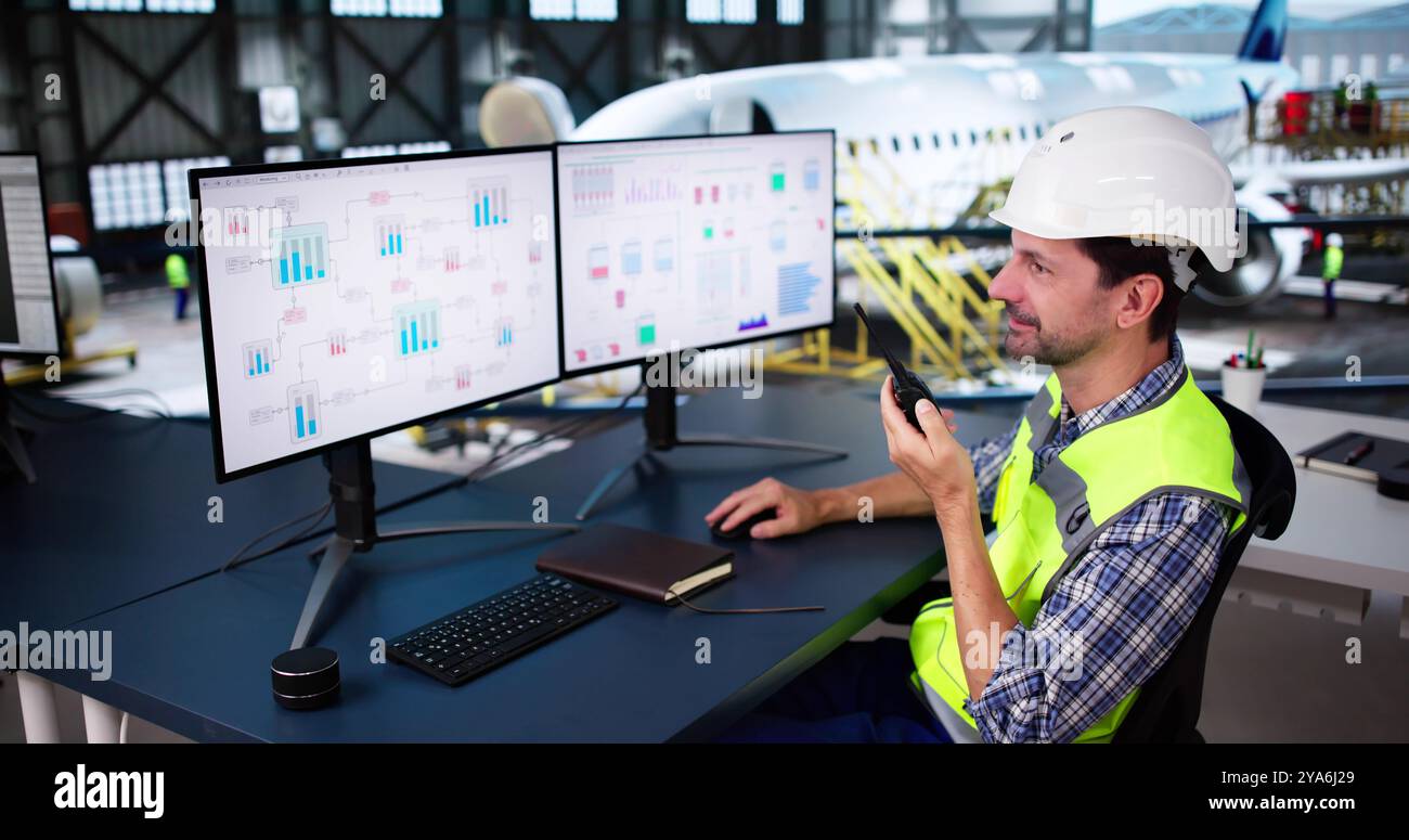Plane Check And Repair Service At Airport Stock Photo - Alamy