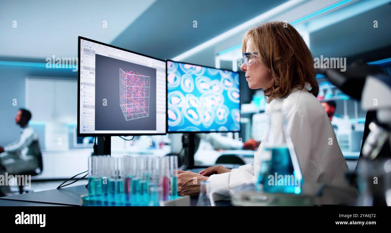Research Lab Scientist Using Computer. Medical Science Stock Photo - Alamy