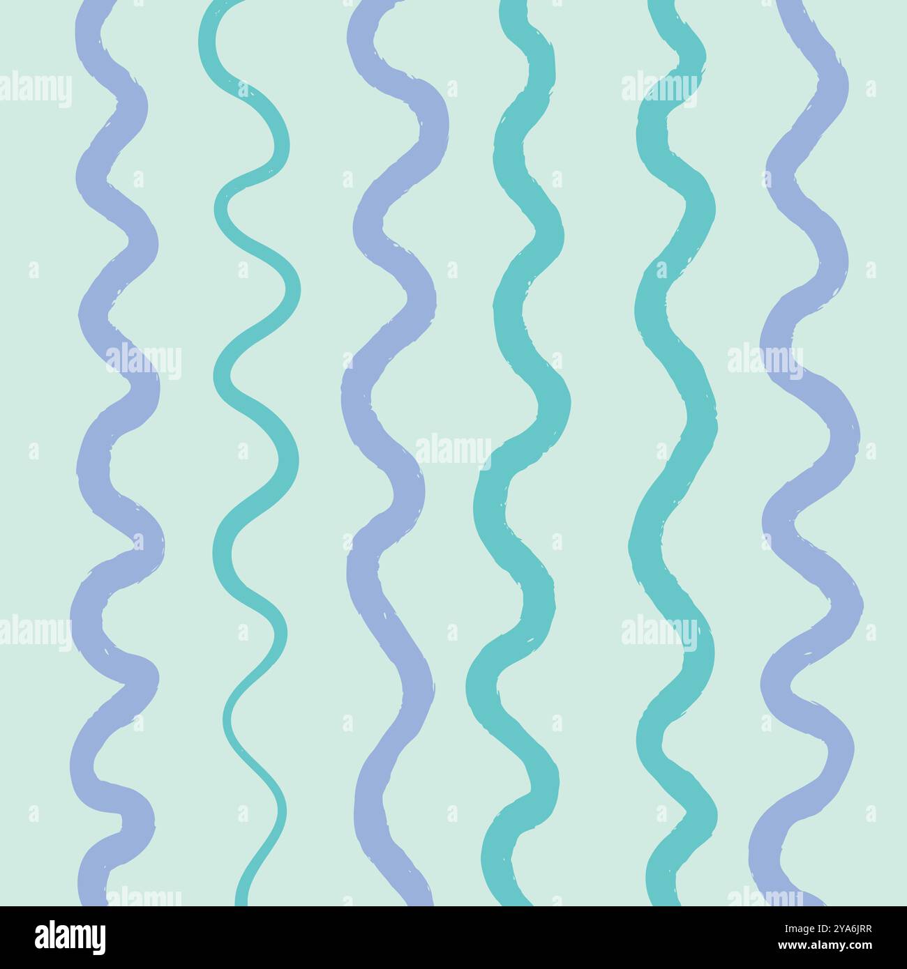 Naive squiggle pattern with bright green, yellow, pink and blue wavy ...