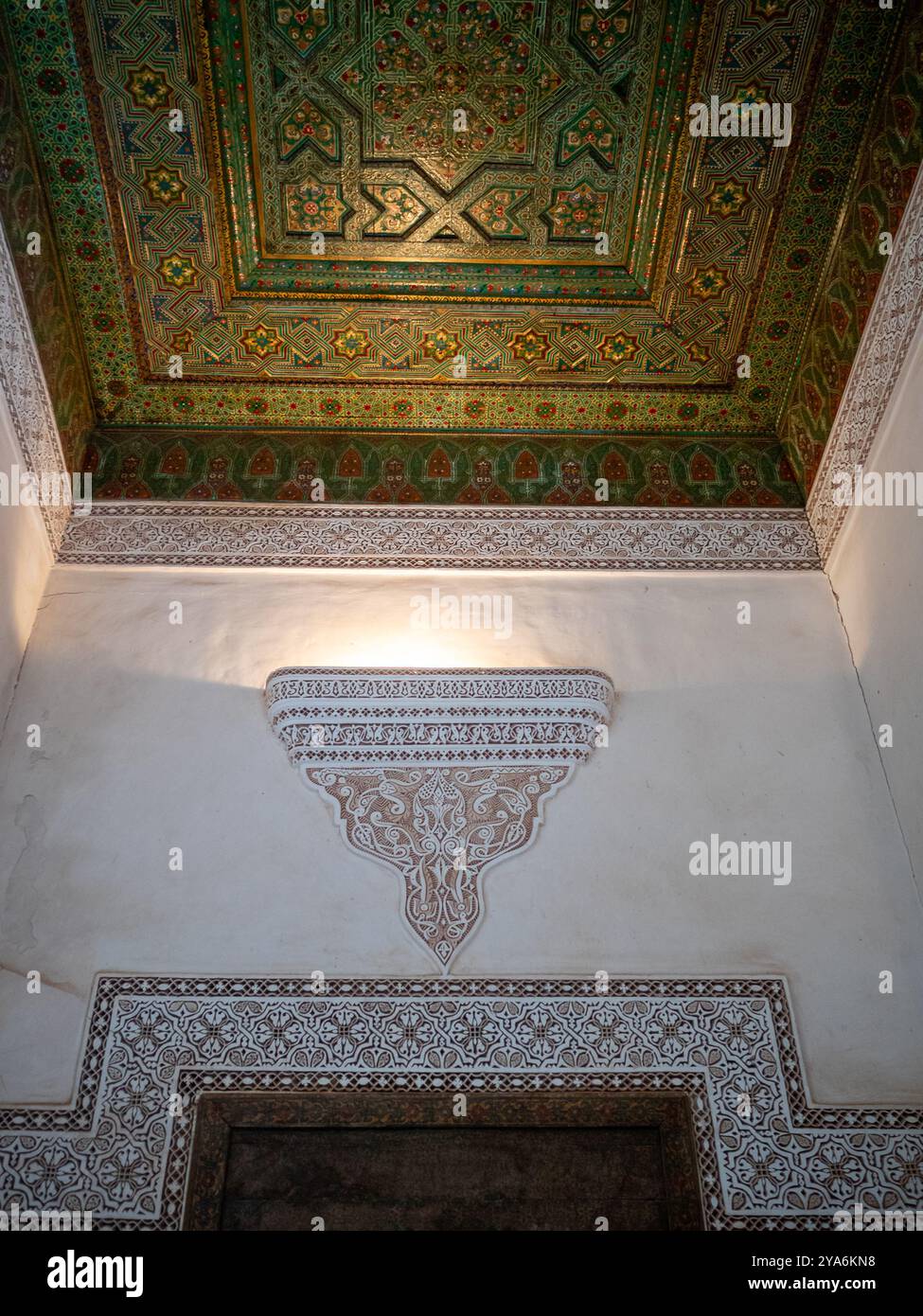 Telouet Kasbah room detail of wall decor and ceiling, Morcocco Stock ...