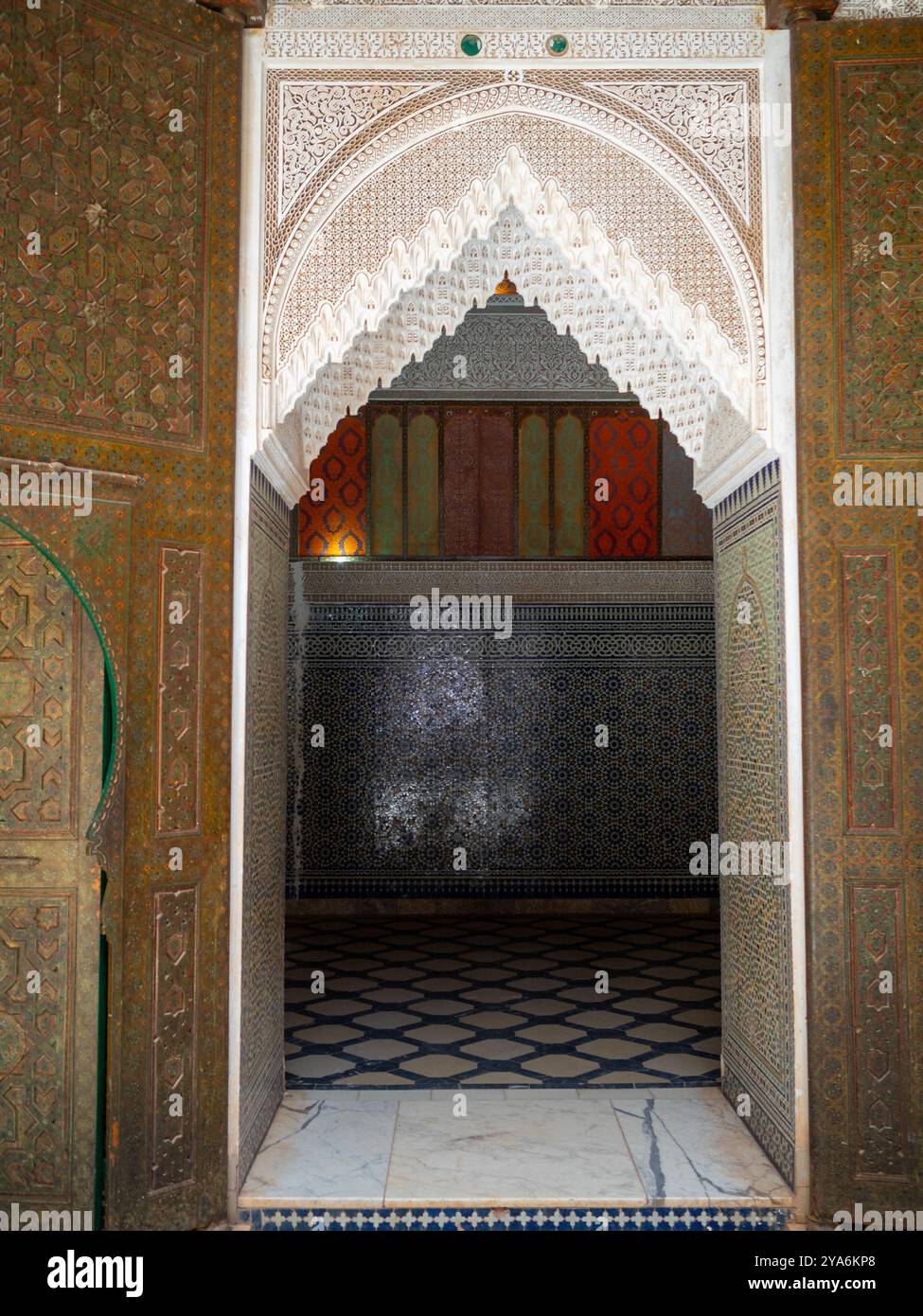 Telouet Kasbah room doorway framed by islamic stucco work, Morcocco ...
