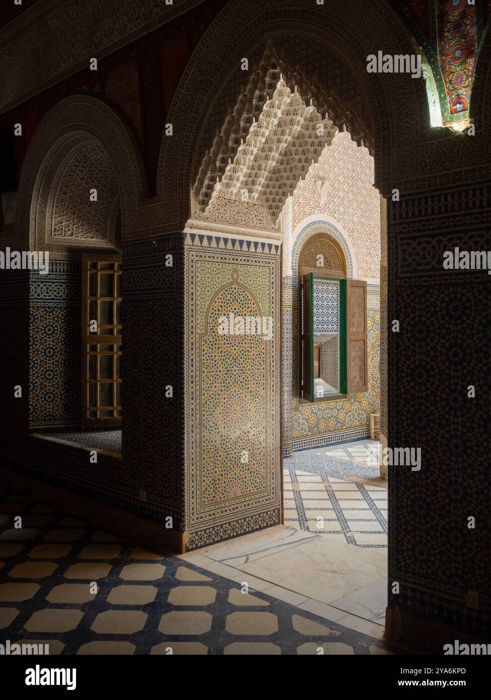 Telouet Kasbah room doorway framed by islamic stucco work, Morcocco ...