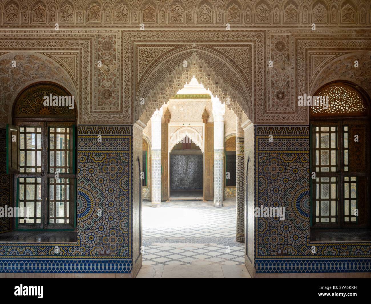Telouet Kasbah courtyard seen from a room, Morocco Stock Photo - Alamy