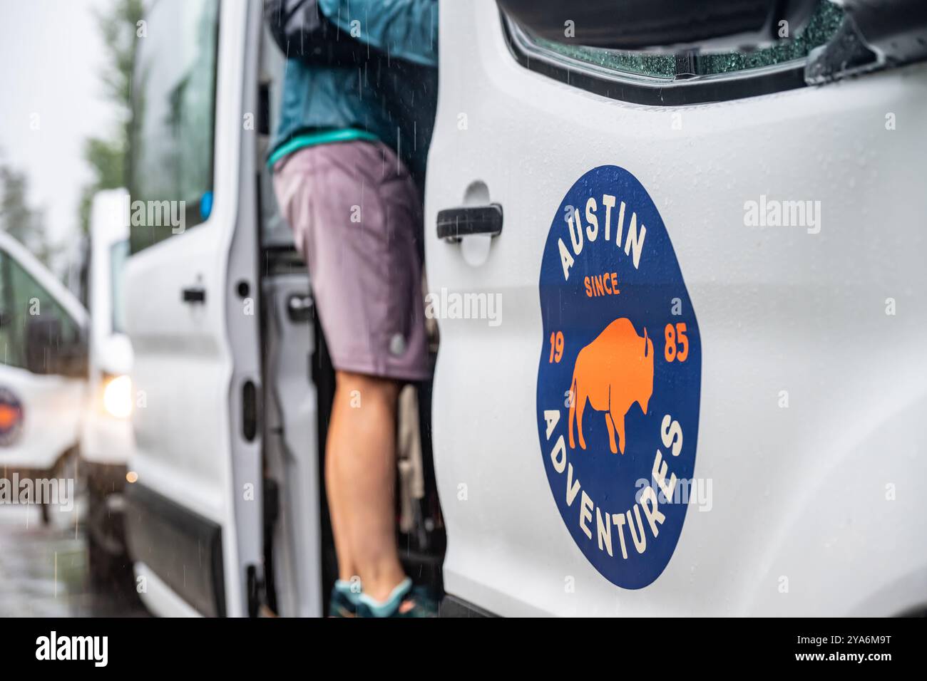 Banff, Canada - 8.11.2024: Austin Adventure logo on the side of a ...