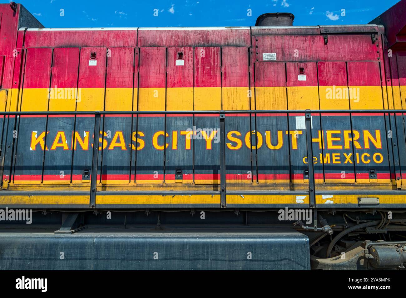 Lettering on a Kansas City Southern de Mexico locomotive at the ...