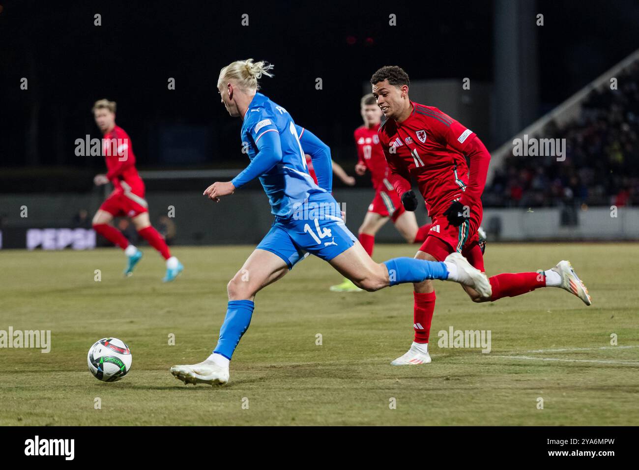 REYKJAVIK, ICELAND - 11 OCTOBER 2024: Iceland's Kolbeinn Finnsson and ...