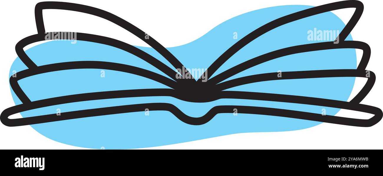 Doodle book icon handdrawn with thin line and colored with colorful ...