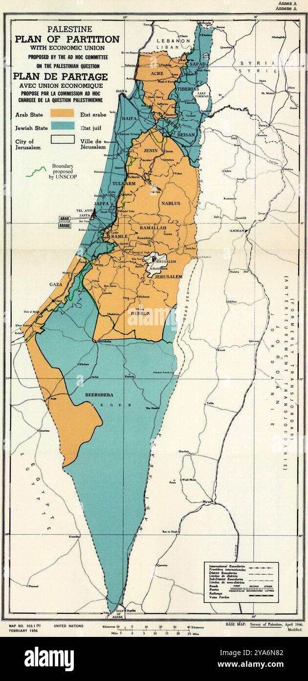 United Nations PALESTINE map - February 1956 Map of UN Partition Plan ...