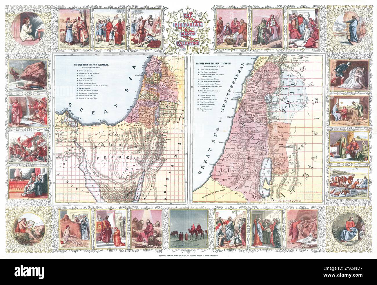 The Pictorial map of Palestine - Publ by James Nisbet & Co London 1870 ...