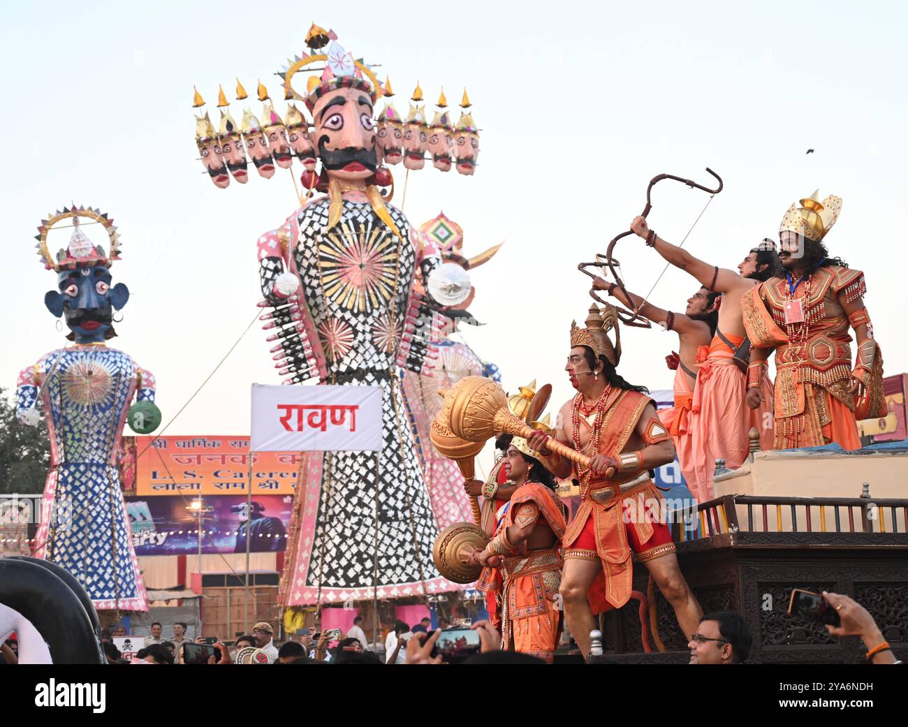 NEW DELHI, INDIA - OCTOBER 12: Effigies of Ravana along with Kumbhkaran ...