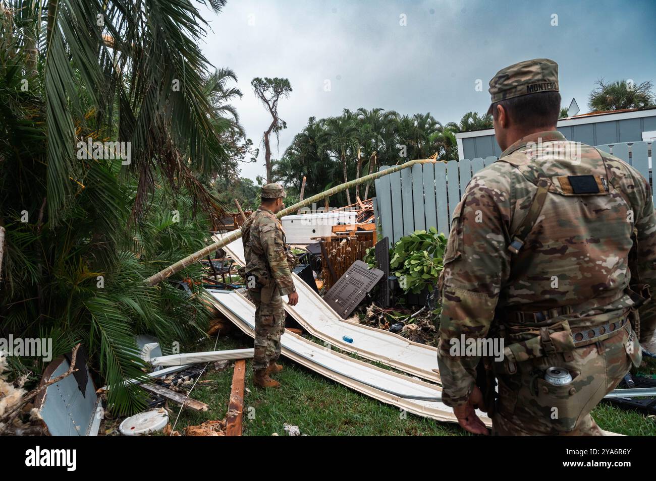 Stuart, United States. 10th Oct, 2024. U.S Army soldiers assess damage ...