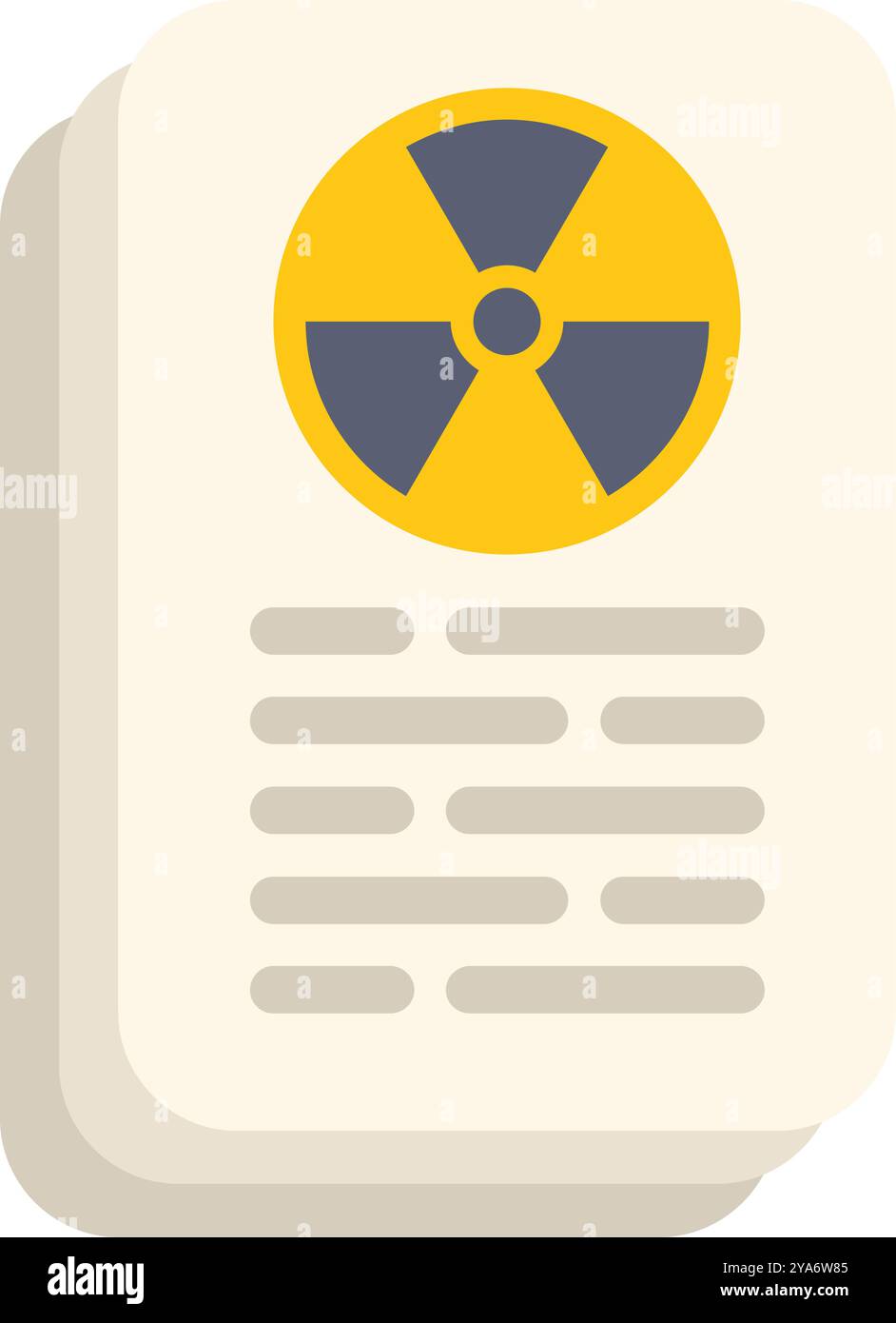 Radioactive warning document with nuclear symbol icon informing about ...