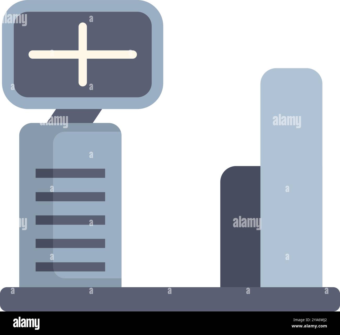 Illustration of modern medical equipment showing growing bar chart on ...