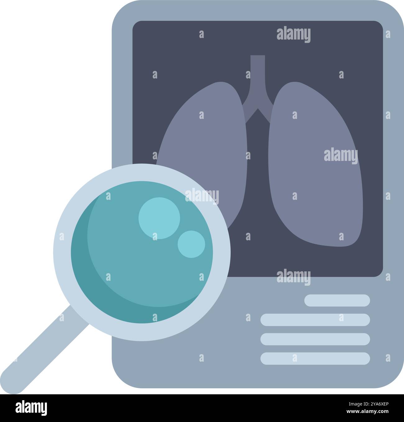 Magnifying glass inspecting lungs x ray, providing a visual ...
