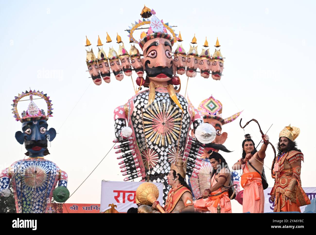 NEW DELHI, INDIA - OCTOBER 12: Effigies of Ravana along with Kumbhkaran ...