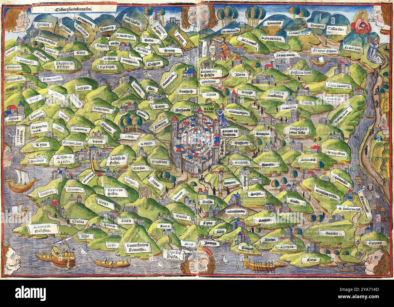 Pictorial map - Print of Burchard of Mt. Sion's medieval map of ...
