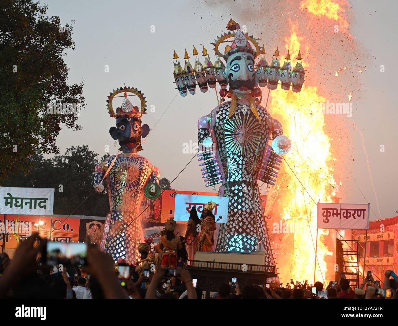 NEW DELHI, INDIA - OCTOBER 12: Effigies of Ravana along with Kumbhkaran ...