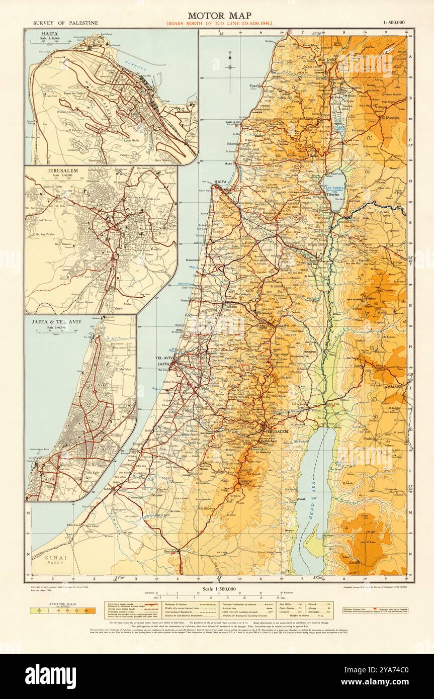 Motor map. Survey of Palestine (Roads north of 120 line to Aug.1941 ...