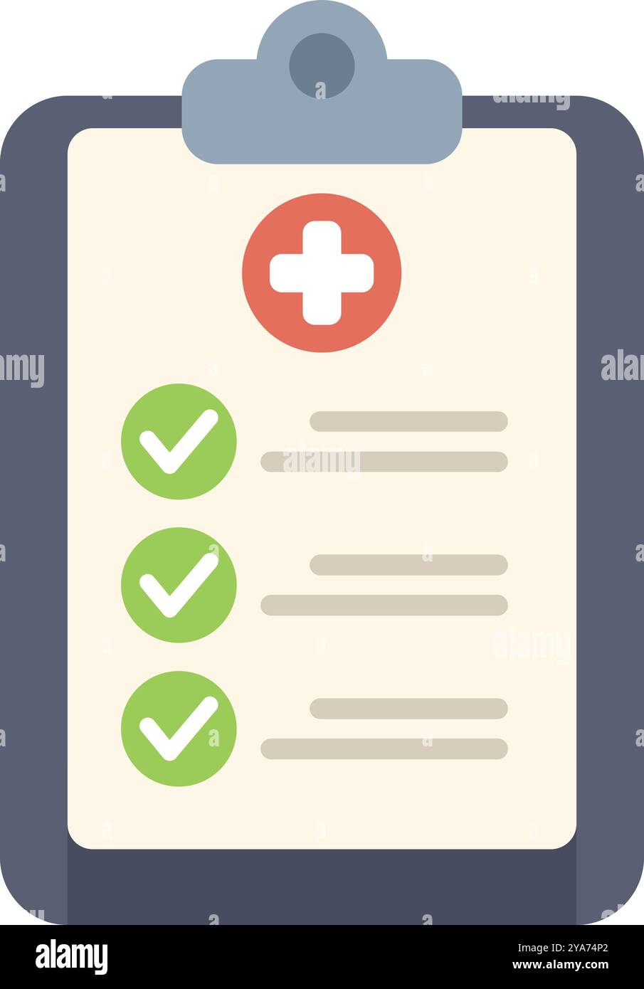 Medical clipboard with a completed checklist and a red cross symbol ...