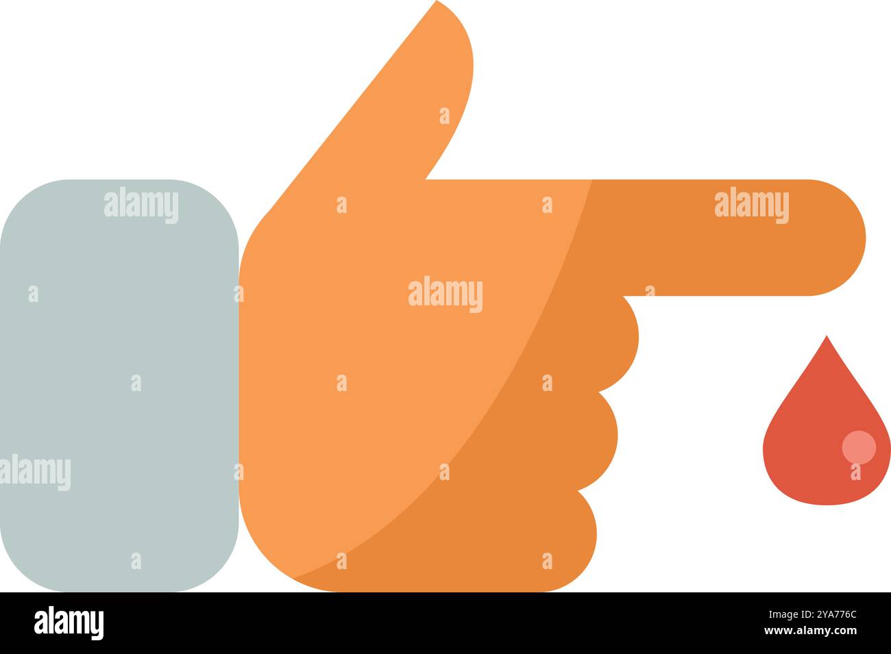 Hand finger pointing blood drop icon in flat style isolated on white ...