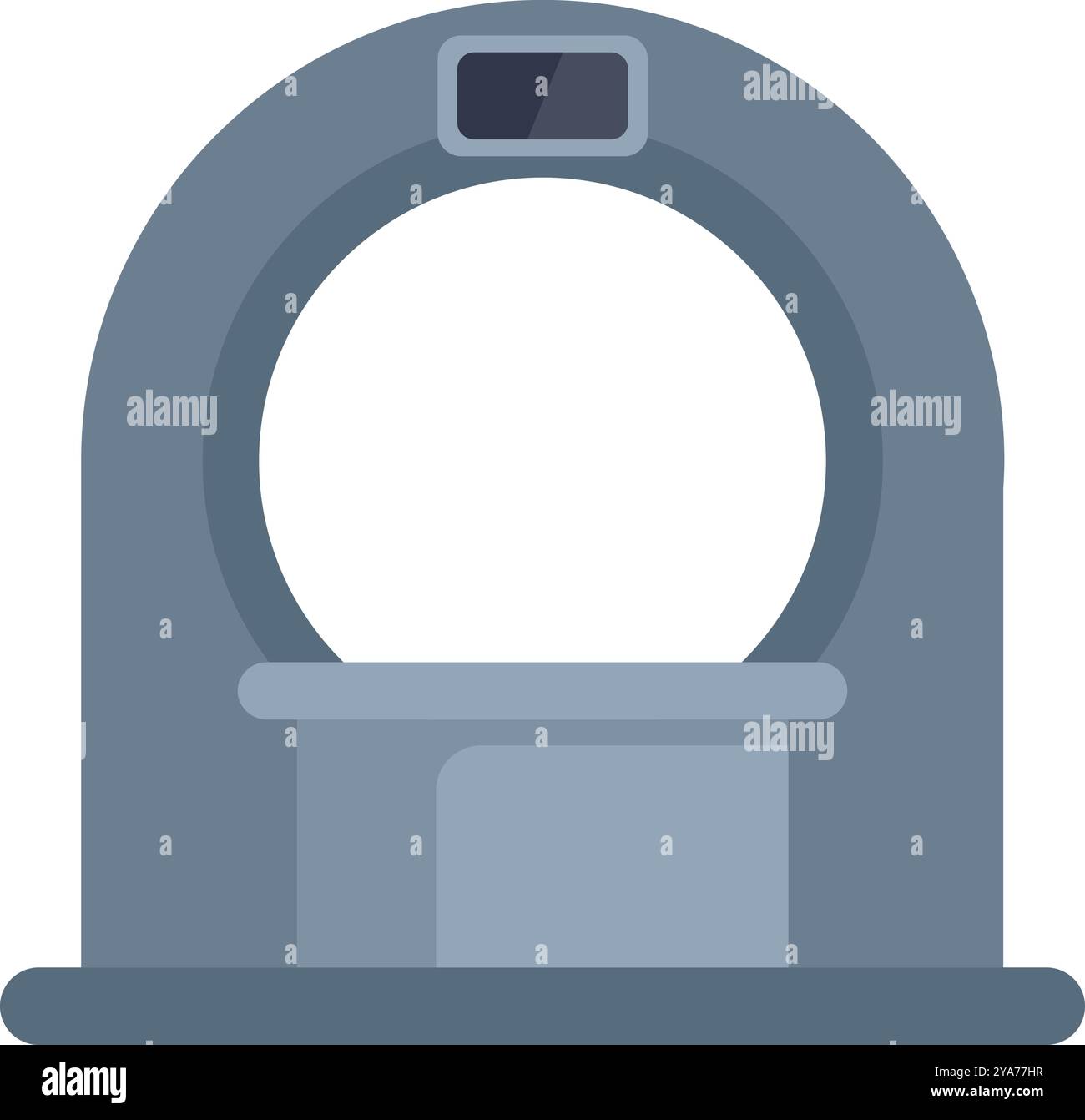 Modern mri scanner running a diagnosis, depicted in a flat, minimalist ...