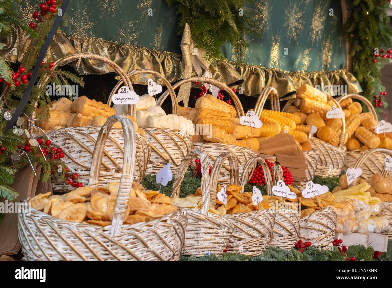 Traditional Poland street food oscypek is a grilled cheese of salted ...
