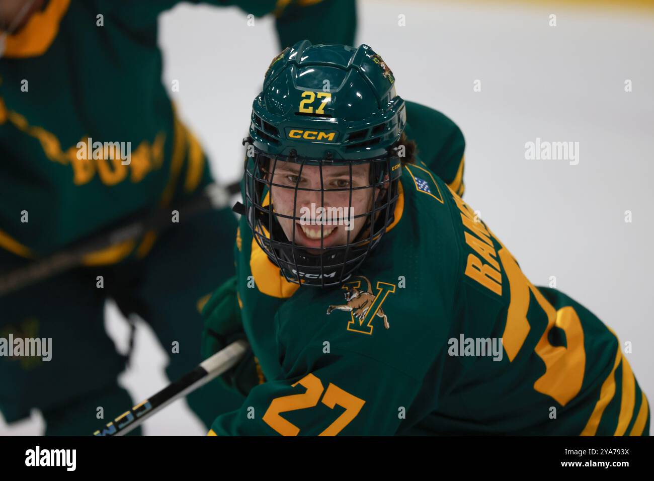 Vermont wing Duncan Ramsay plays during an NCAA hockey game against St ...