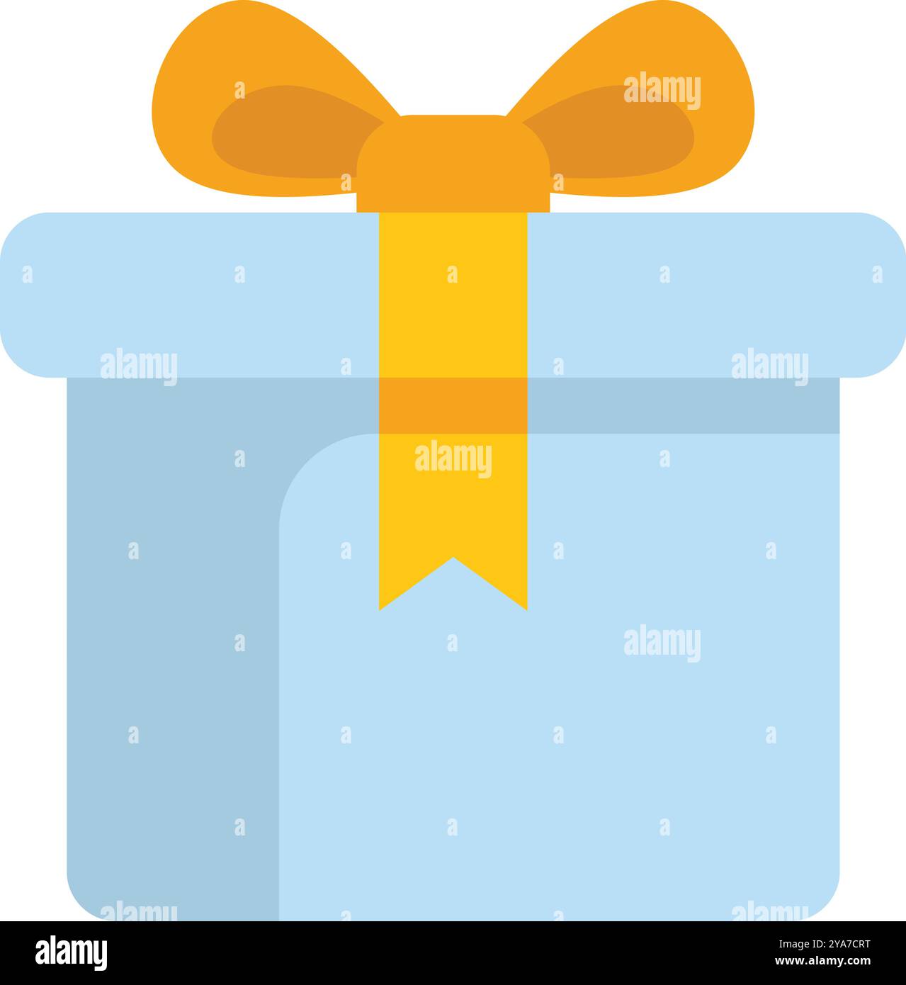 Simple blue gift box tied with a yellow ribbon is a classic symbol of ...