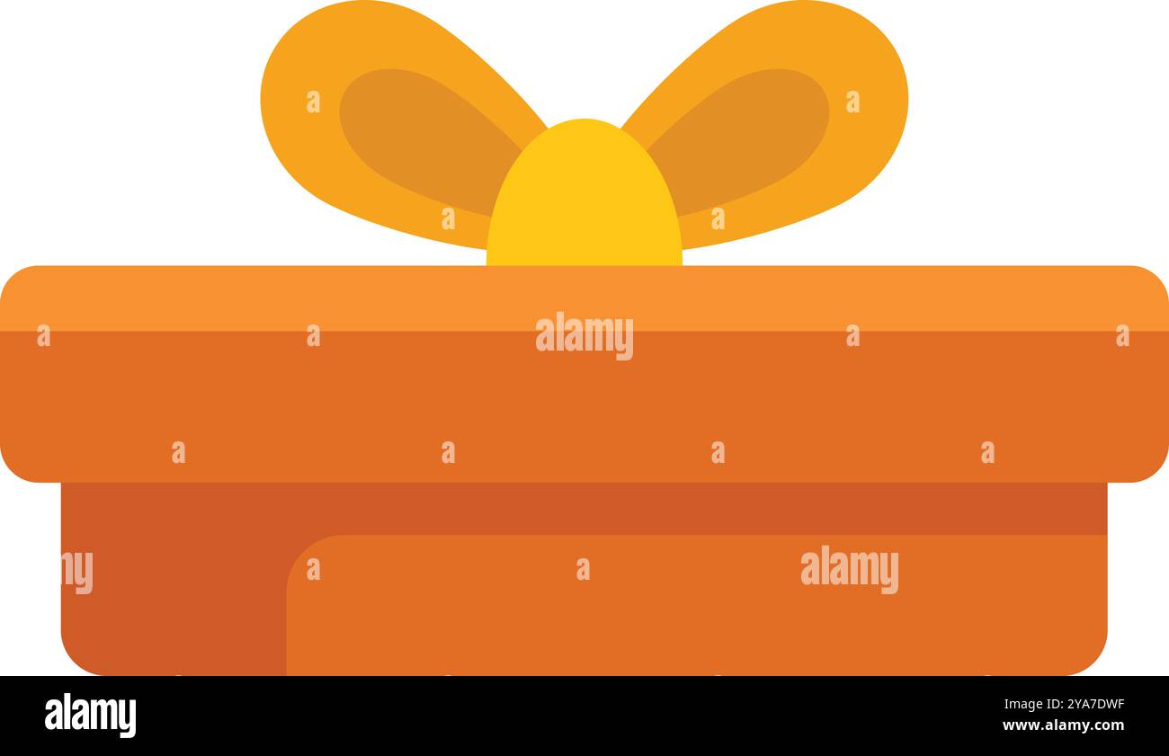 Simple vector illustration of a closed orange gift box with a yellow ...